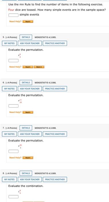 Solved Use the mn Rule to find the number of items in the | Chegg.com