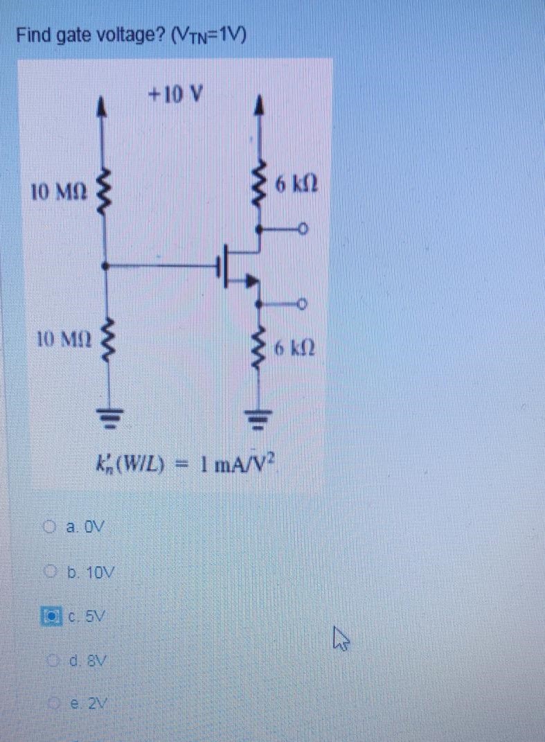 Solved Find gate voltage? | Chegg.com