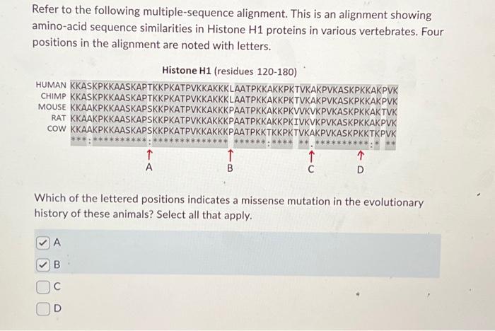Solved Refer to the following multiple-sequence alignment. | Chegg.com