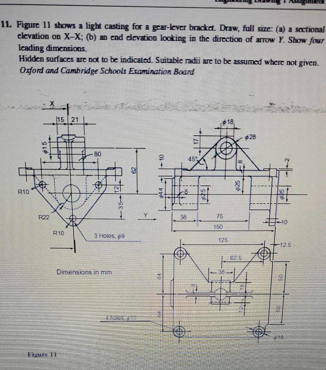 Solved 1. Figure 11 shows a light casting for a gear-lever | Chegg.com