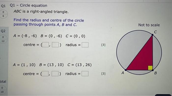 Solved Q1 - Circle equation ABC is a right-angled triangle. | Chegg.com