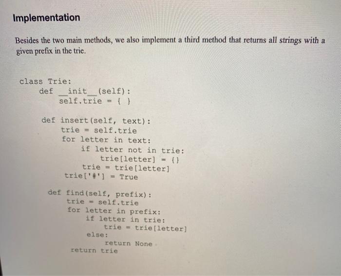 Solved Implementation Besides the two main methods, we also | Chegg.com
