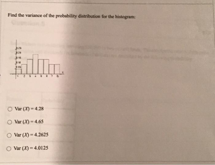 Solved Find the variance of the probability distribution for | Chegg.com