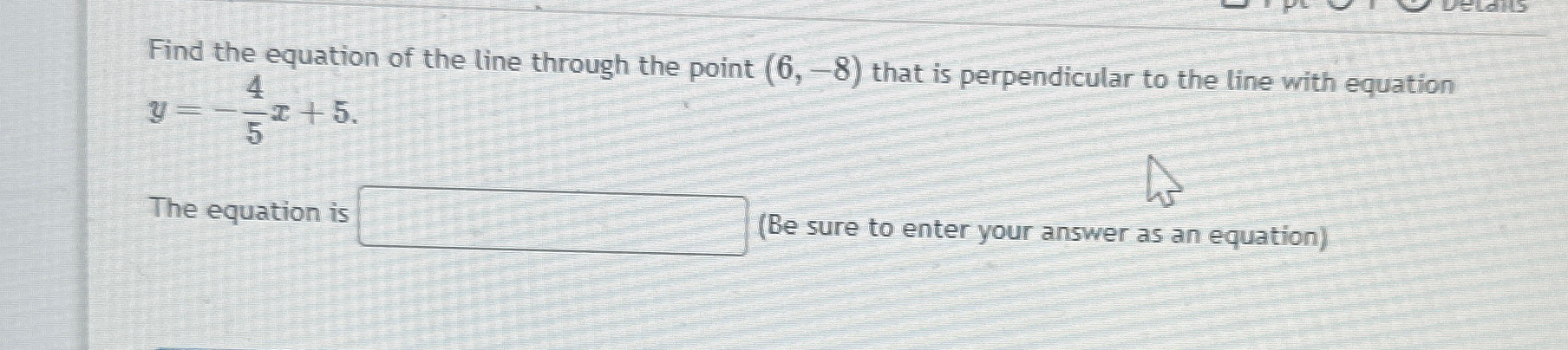 Solved Find the equation of the line through the point | Chegg.com
