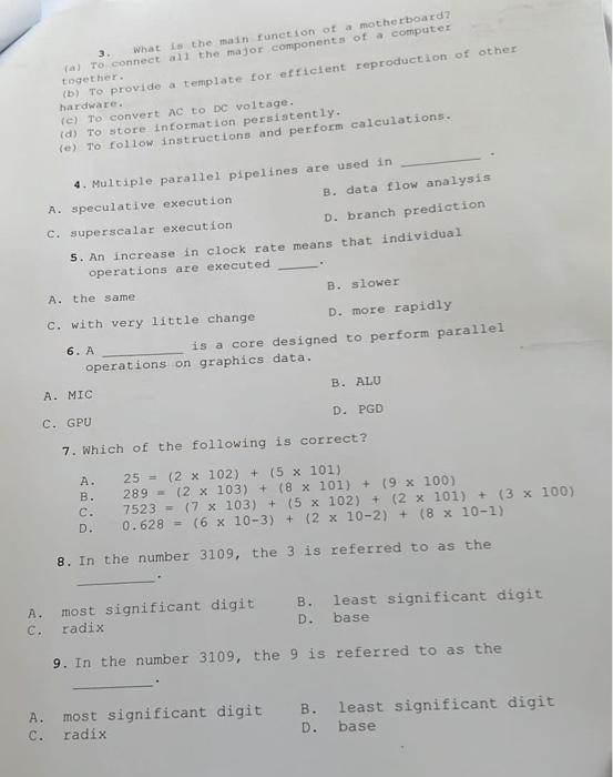 Solved MCQs: [5 Marks] 1. The basic functions that a | Chegg.com