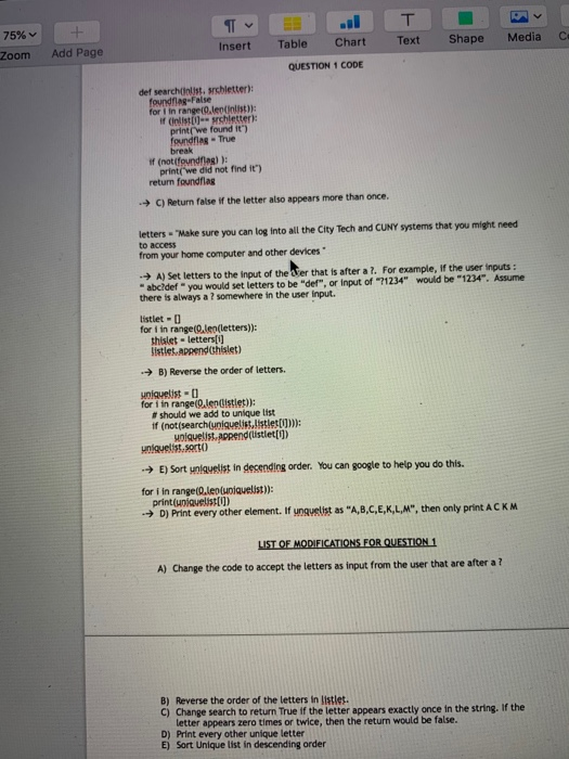 Solved 75% T Text + Add Page С Shape Media Table Chart | Chegg.com