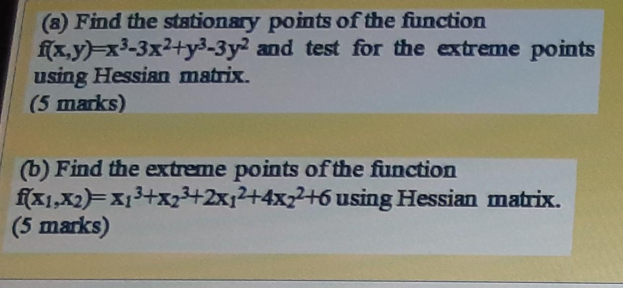 Solved (8) Find the stationary points of the function | Chegg.com