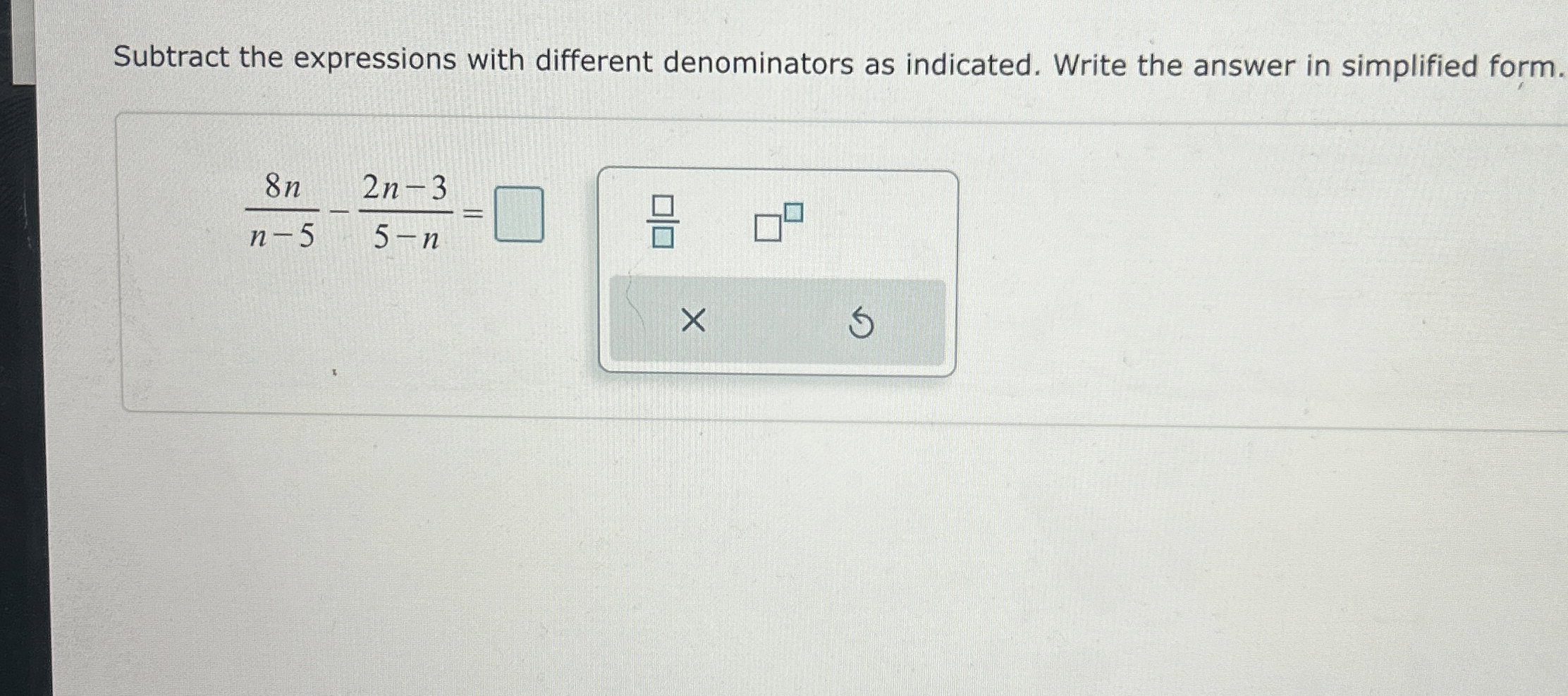 Solved Subtract the expressions with different denominators | Chegg.com