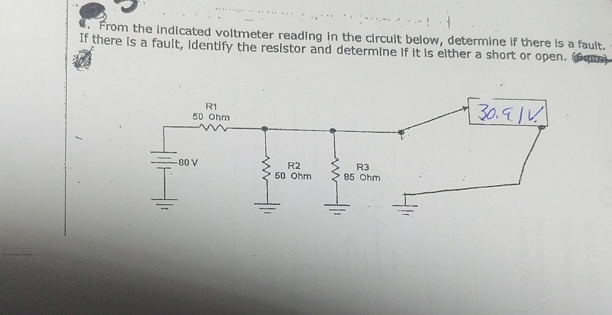 Solved From the indicated voltmeter reading in the circuit | Chegg.com