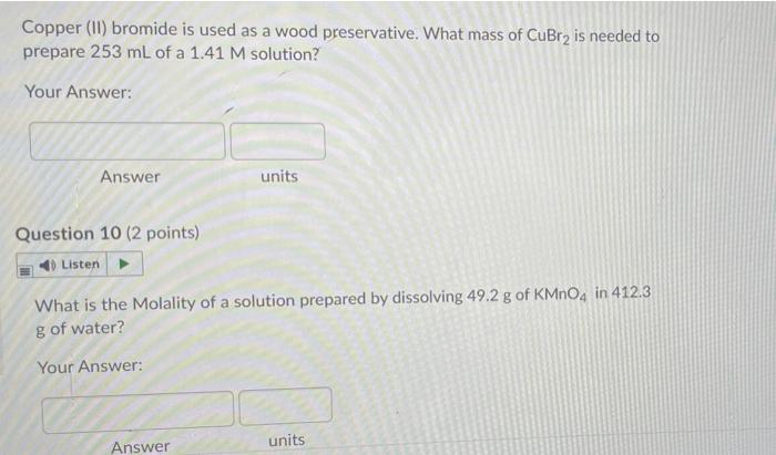 Solved a Copper (II) bromide is used as a wood preservative. | Chegg.com