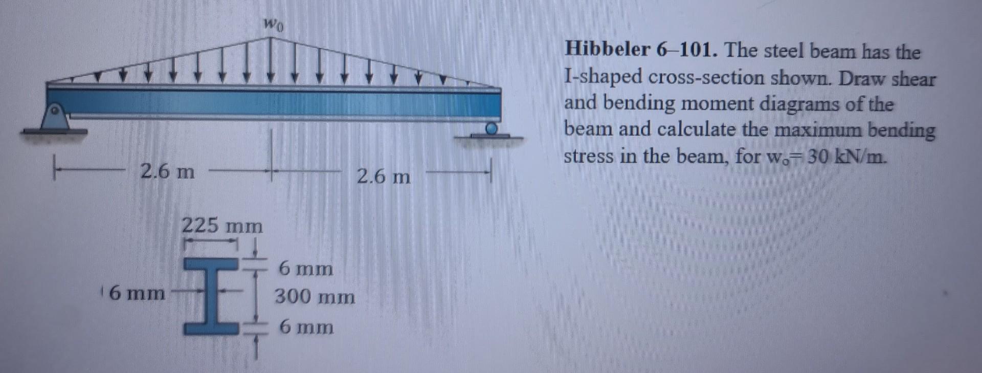 Solved Hibbeler 6-101. The steel beam has the I-shaped | Chegg.com