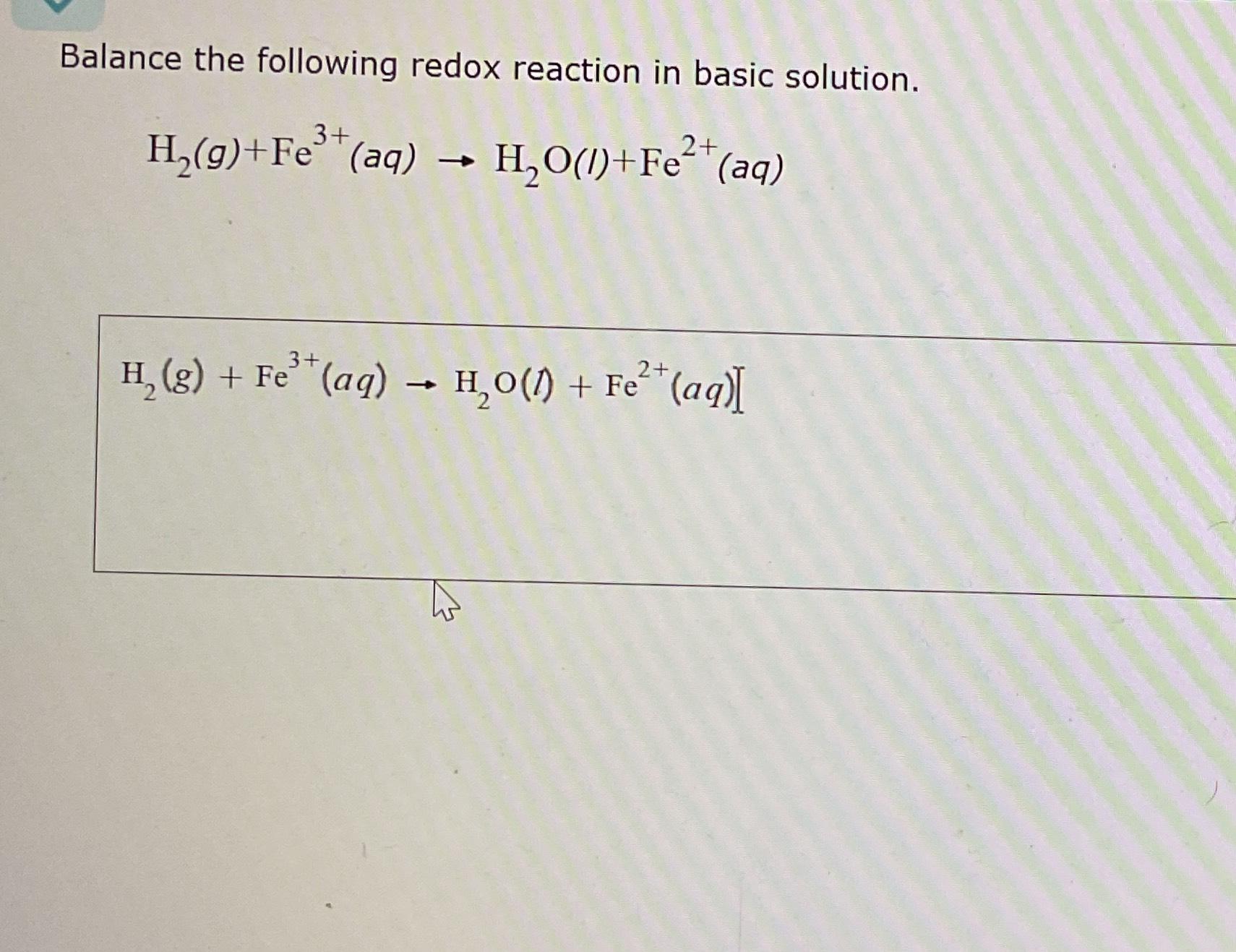 Solved Balance the following redox reaction in basic | Chegg.com