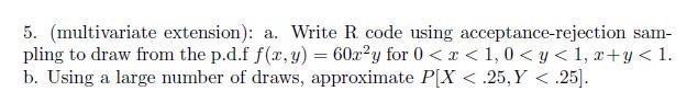Solved 5. (multivariate extension): a. Write R code using | Chegg.com