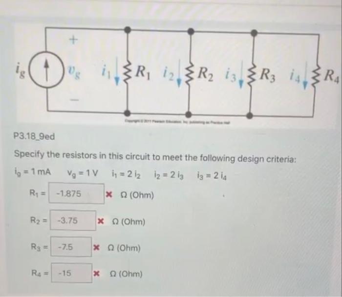 Solved Specify the resistors in this circuit to meet the | Chegg.com