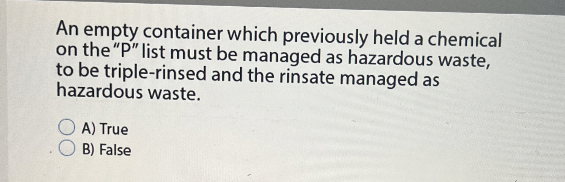 Solved An empty container which previously held a chemical | Chegg.com