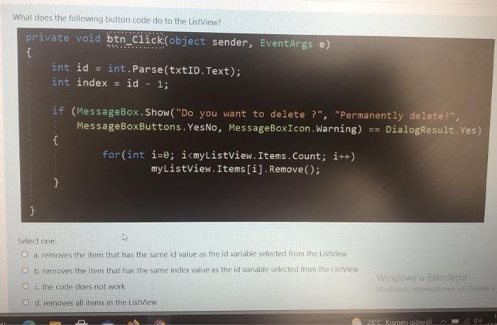 Solved What does the following button code do to the | Chegg.com