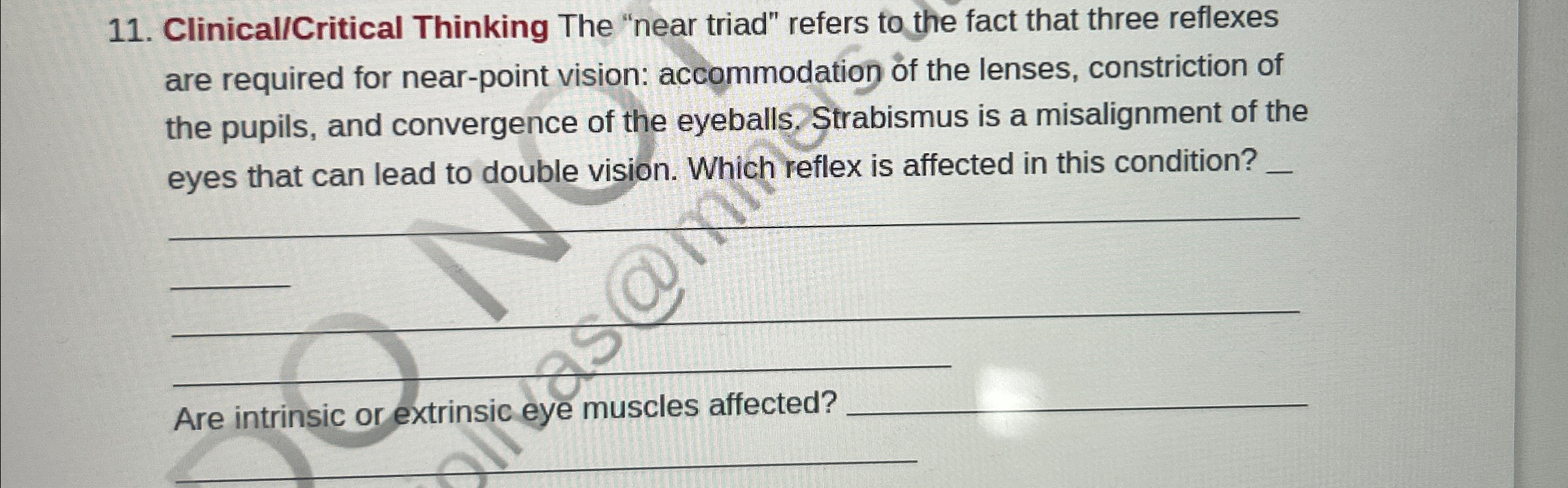 Solved Clinical/Critical Thinking The "near triad" refers to | Chegg.com