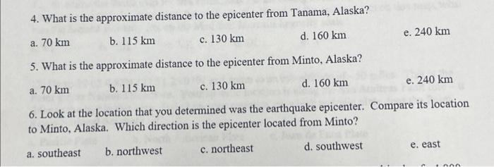 Solved 4. What is the approximate distance to the epicenter | Chegg.com