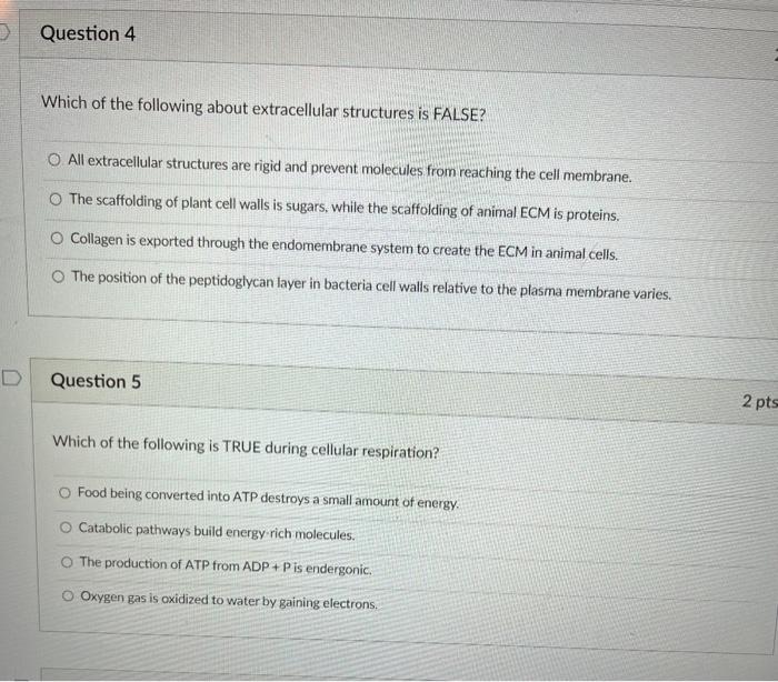 Which of the following about extracellular structures | Chegg.com
