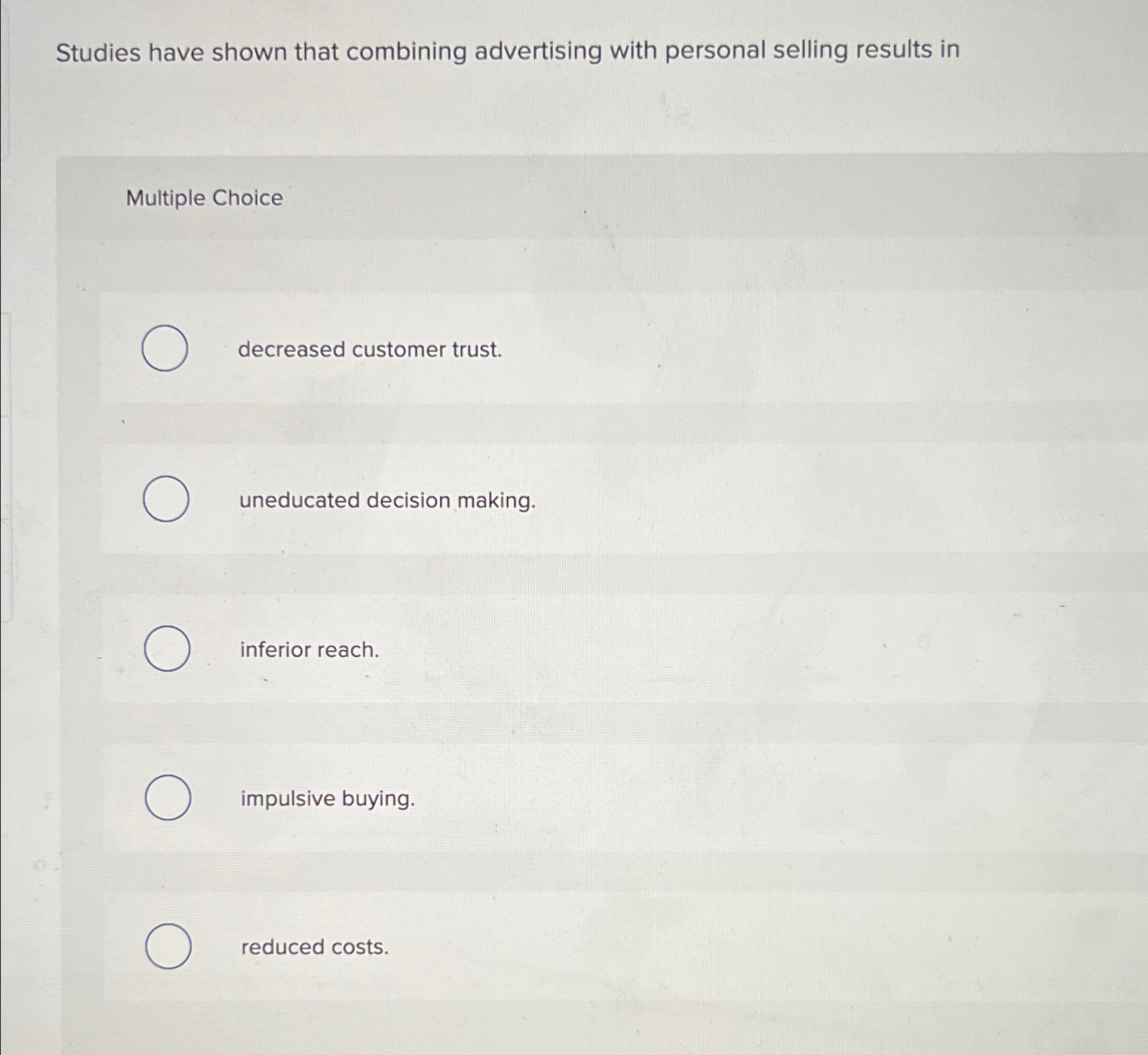 Solved Studies have shown that combining advertising with | Chegg.com