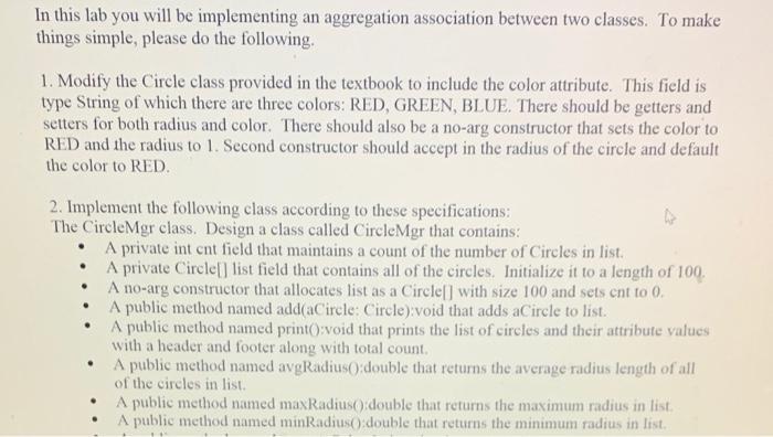 Solved In this lab you will be implementing an aggregation | Chegg.com