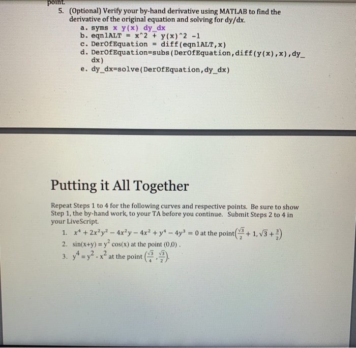 Calculus 1, Lab #7 Implicit Plots and Tangent Lines | Chegg.com