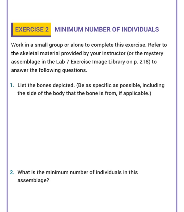 Solved EXERCISE 2 MINIMUM NUMBER OF INDIVIDUALS Work in a | Chegg.com