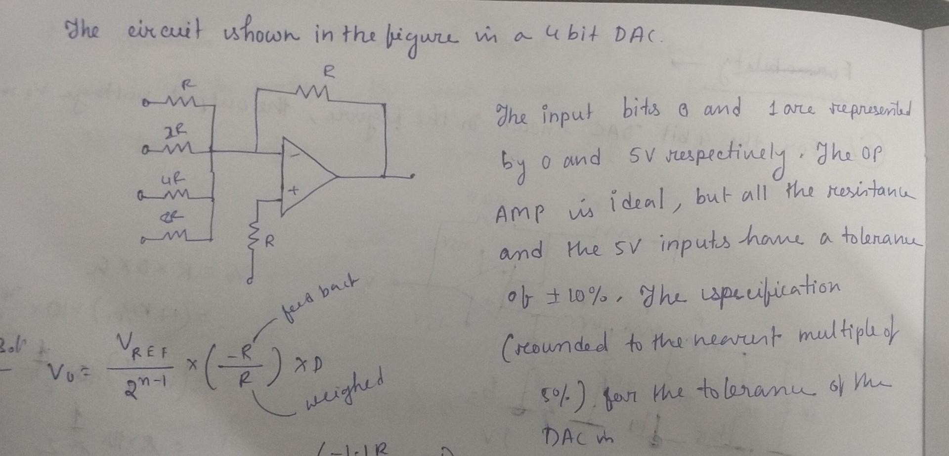Solved The eircuit ushown in the figure in a 4 bit DAC. The | Chegg.com