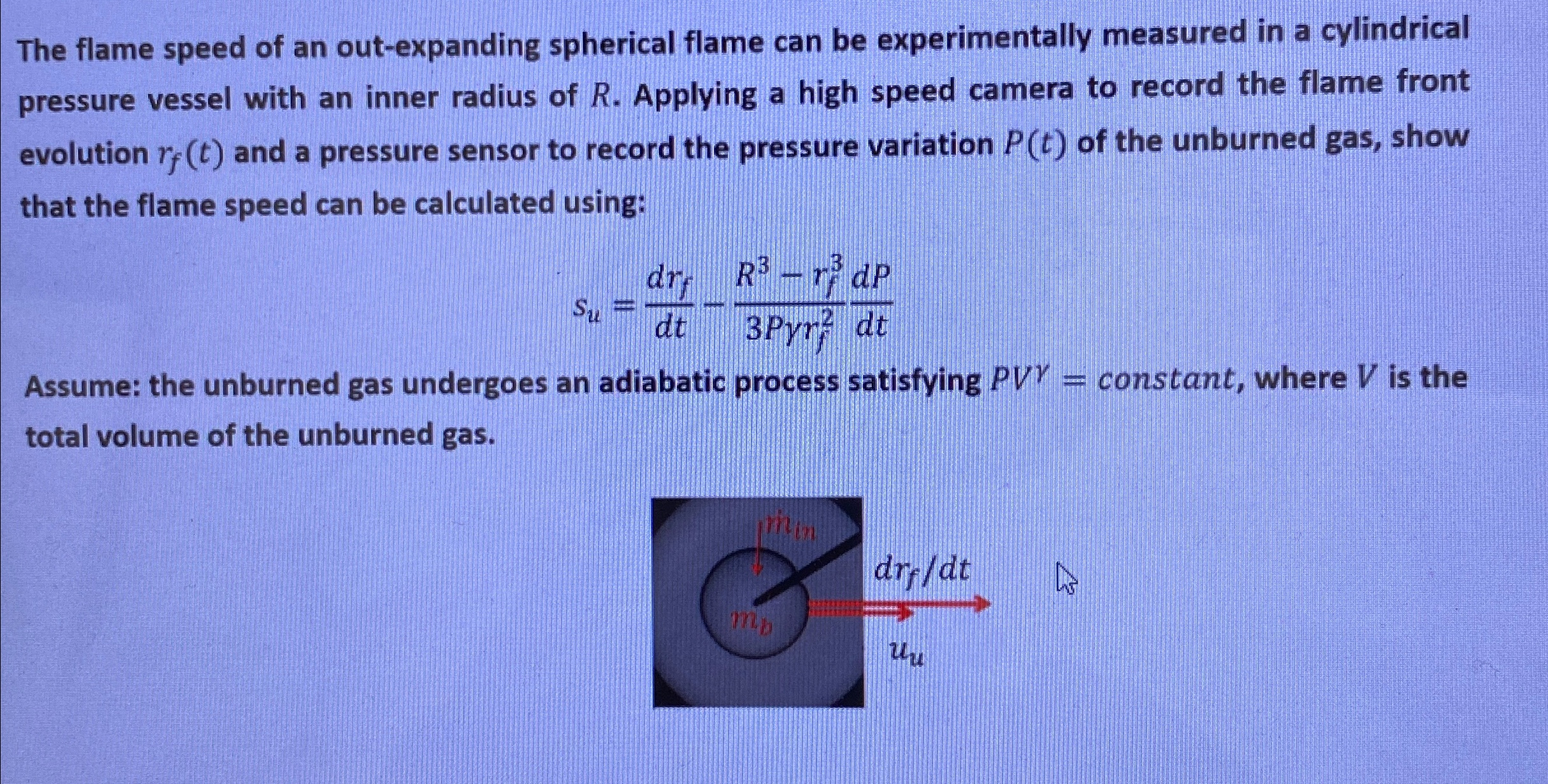 Solved The flame speed of an out-expanding spherical flame | Chegg.com