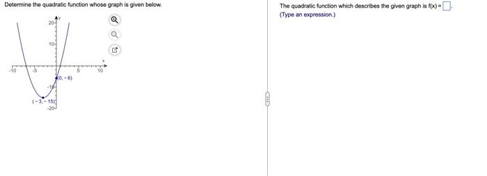 Solved Determine the quadratic function whose graph is given | Chegg.com