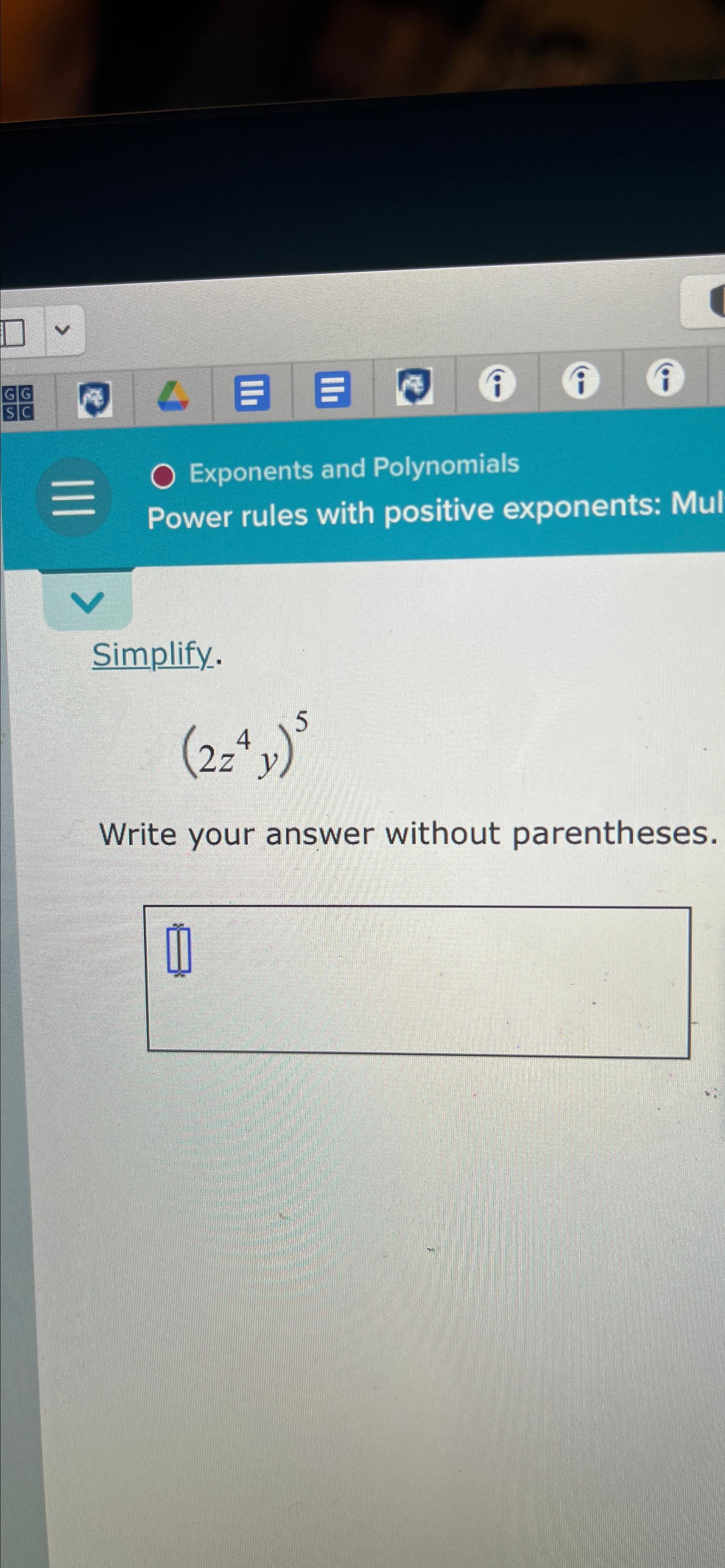 Solved Exponents and PolynomialsPower rules with positive | Chegg.com