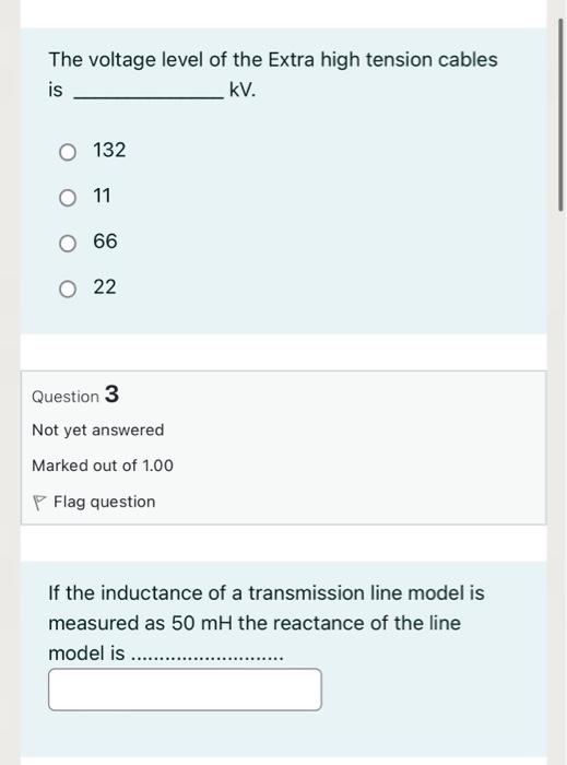 Solved The voltage level of the Extra high tension cables is | Chegg.com