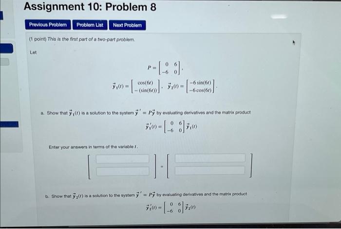 Solved (1 point) This is the first part of a two-part | Chegg.com