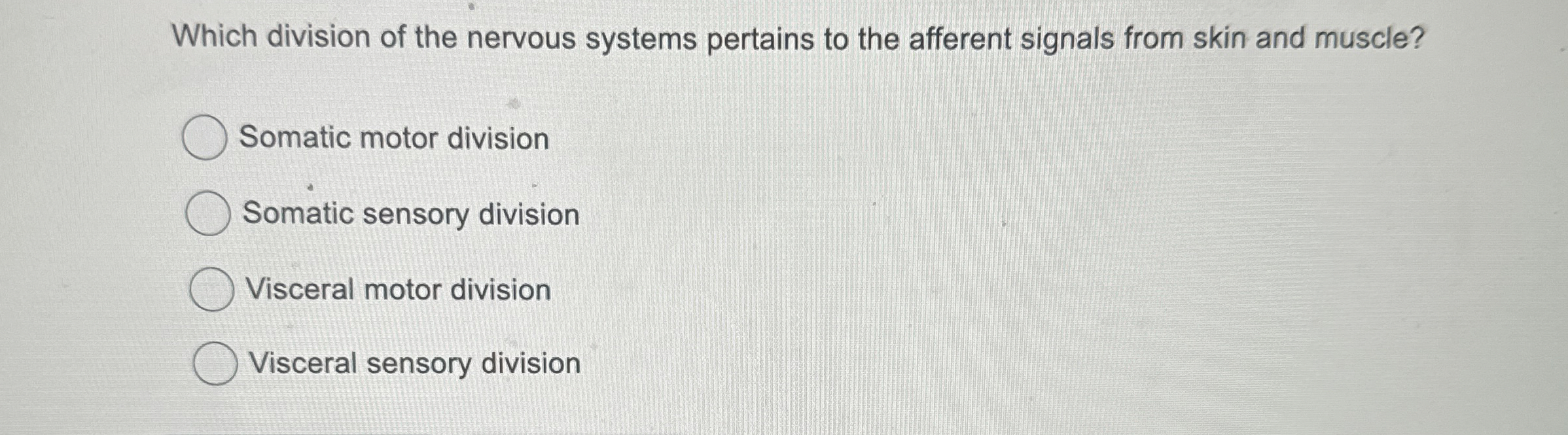 Solved Which division of the nervous systems pertains to the | Chegg.com