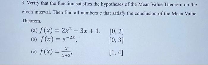 Solved 3. Verify that the function satisfies the hypotheses | Chegg.com