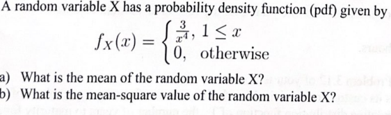 Solved A random variable x ﻿has a probability density | Chegg.com