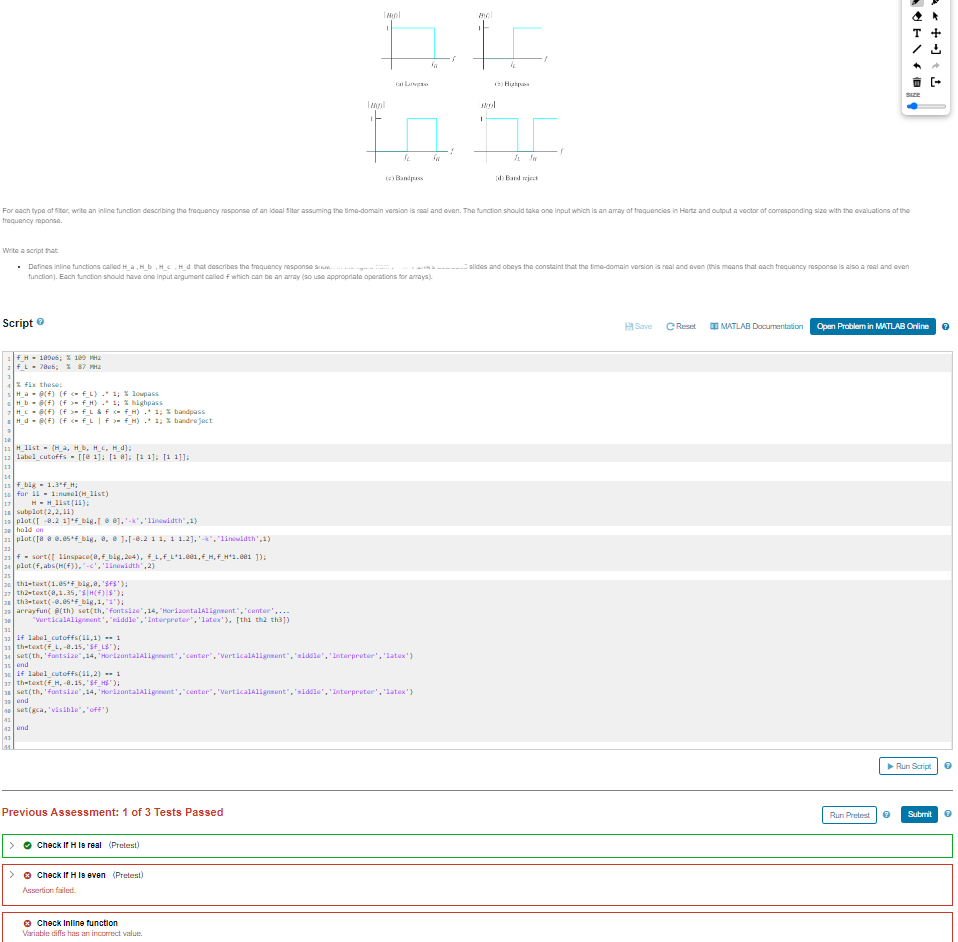 Solved Only lines 5 ﻿to 8 ﻿can be changed in this MATLAB | Chegg.com