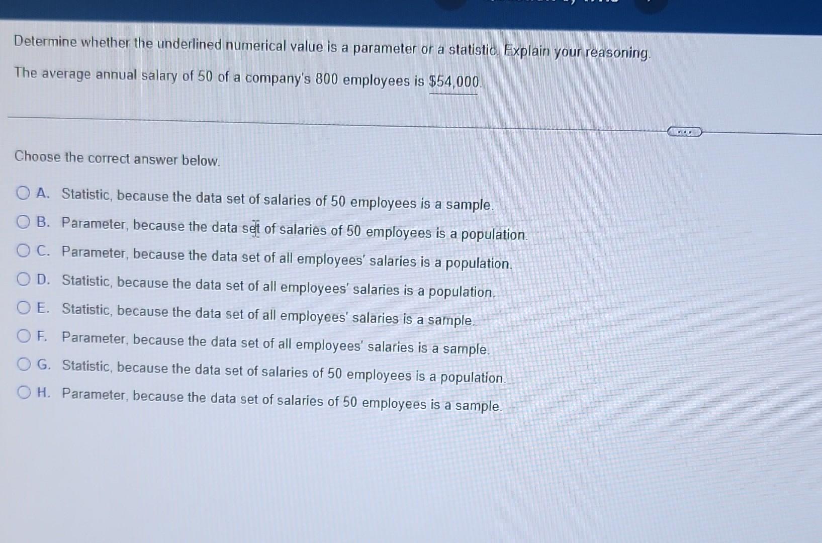 Determine whether the underlined numerical value is a | Chegg.com