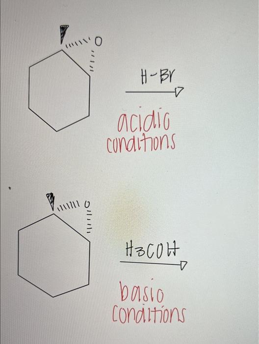 Solved O H-Br 7 acidio cond thons 11011110 Di H3COH 7 basio | Chegg.com