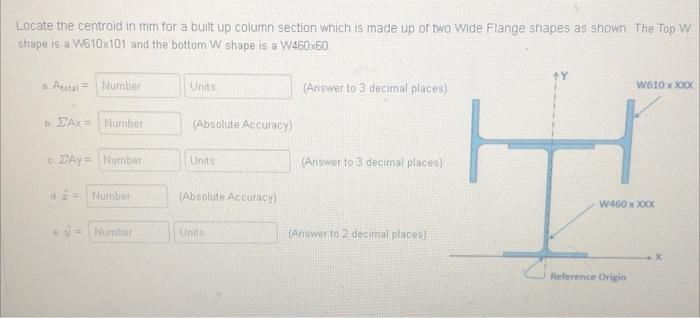 Solved Locate the centroid in mm for a built up column | Chegg.com