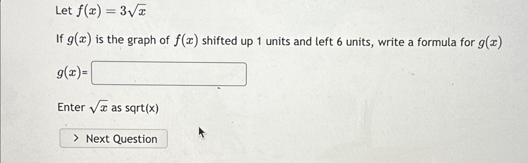 Solved Let f(x)=3x2If g(x) ﻿is the graph of f(x) ﻿shifted up | Chegg.com