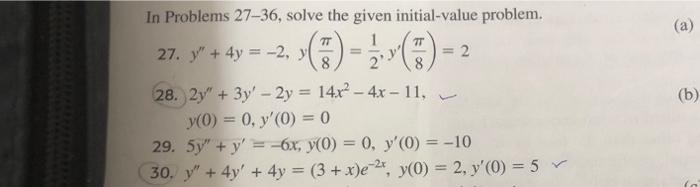 Solved In Problems 27–36, solve the given initial-value | Chegg.com