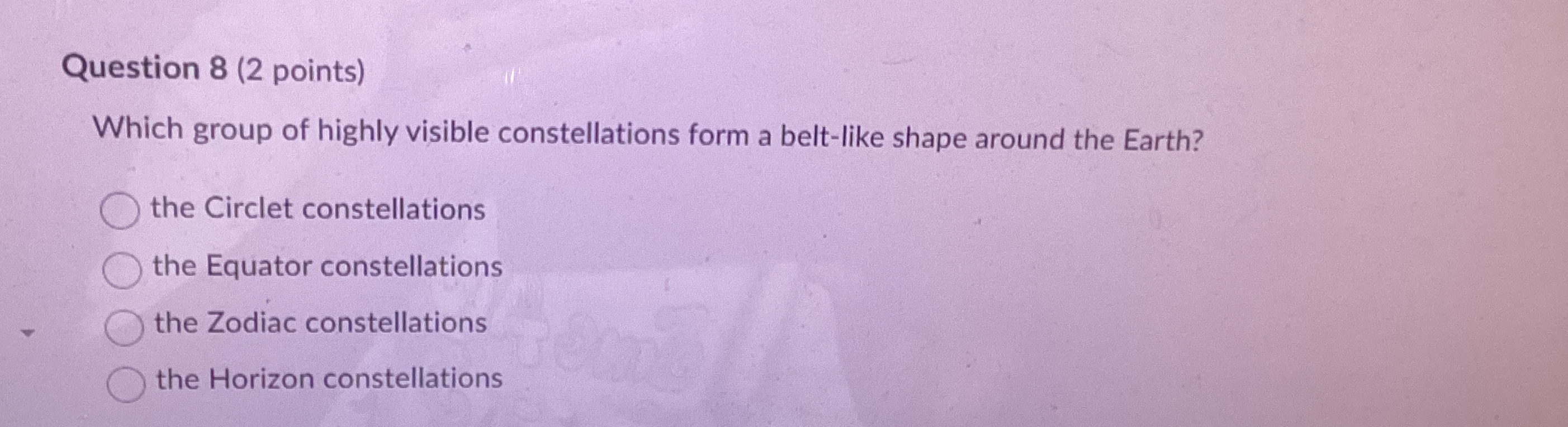 Solved What group of highly visible constellations form a | Chegg.com