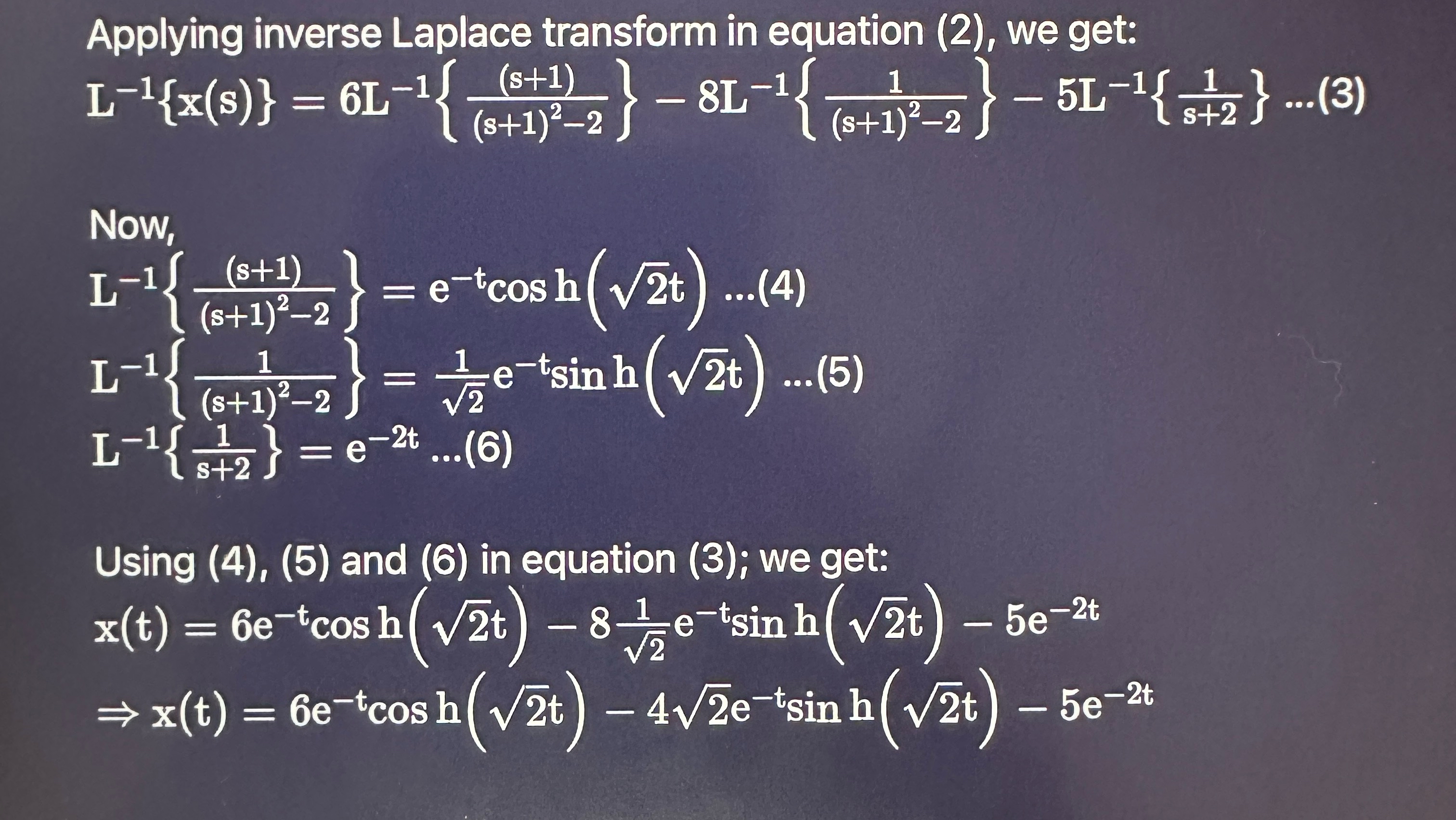 Solved Applying inverse Laplace transform in equation (2), | Chegg.com