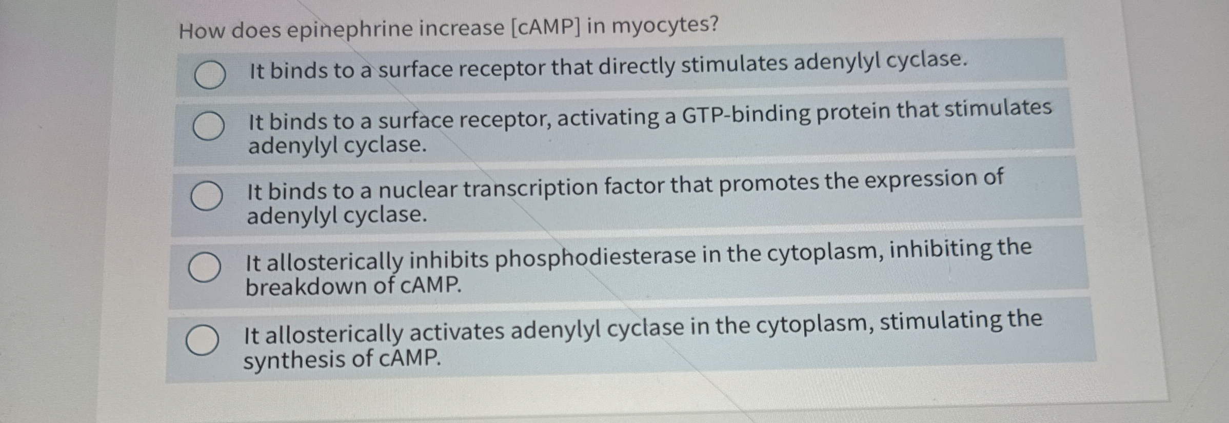 Solved How does epinephrine increase [CAMP] ﻿in myocytes?It | Chegg.com
