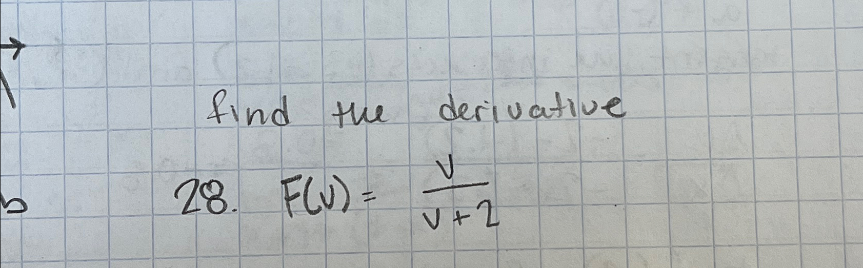 Solved find the derivative28. F(v)=vv+2 | Chegg.com