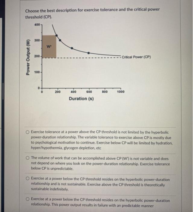 Solved Choose the best description for exercise tolerance | Chegg.com
