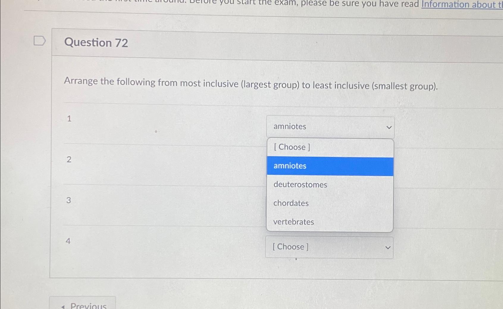 Solved Question 72Arrange the following from most inclusive | Chegg.com
