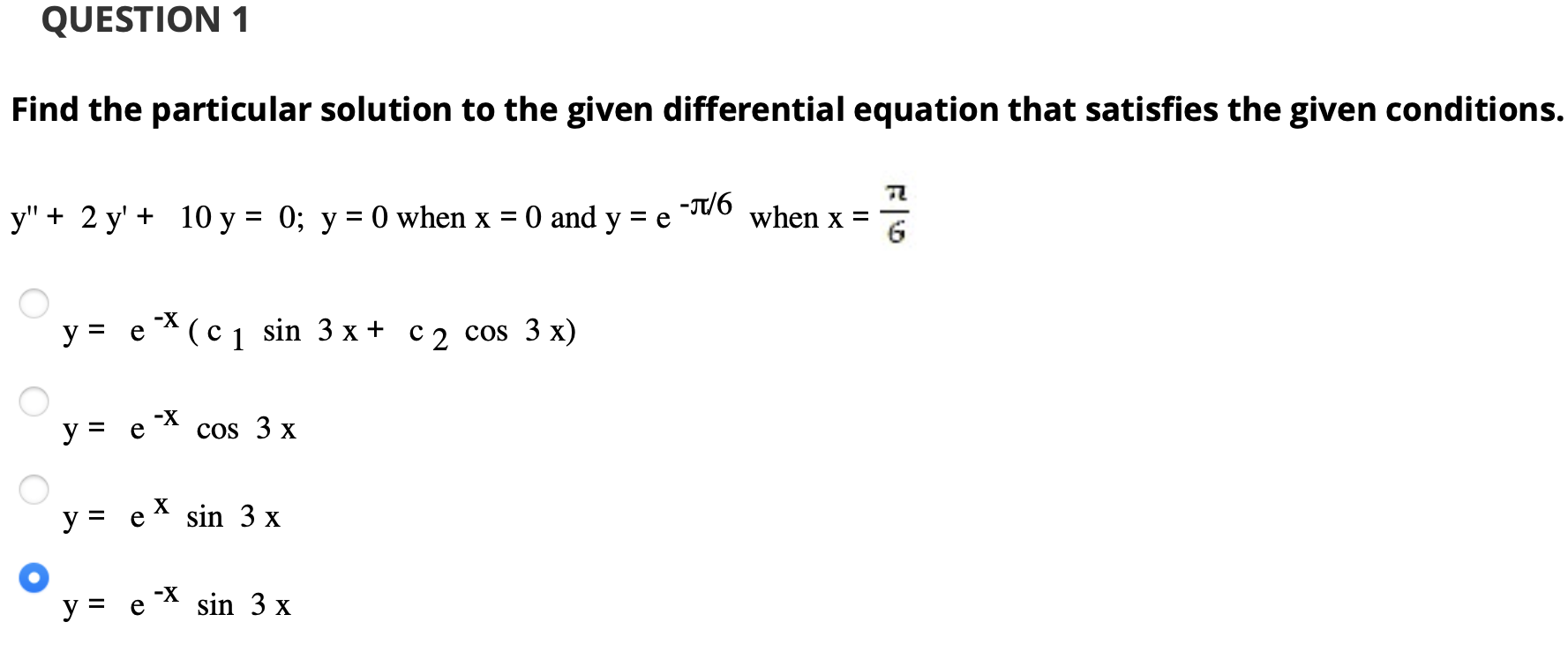 Solved Find the particular solution to the given | Chegg.com