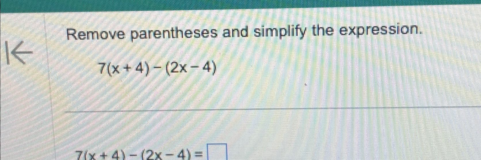 Solved Remove parentheses and simplify the | Chegg.com Solved Remove parentheses and simplify the | Chegg.com